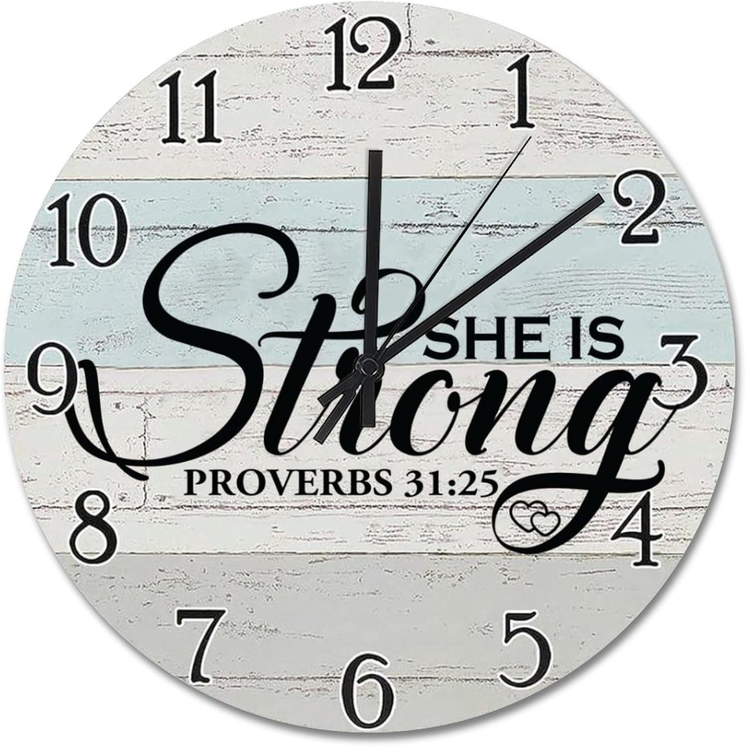 Bible Verse Wall Clock She is Strong 15 Inch Wall Clocks Battery ...
