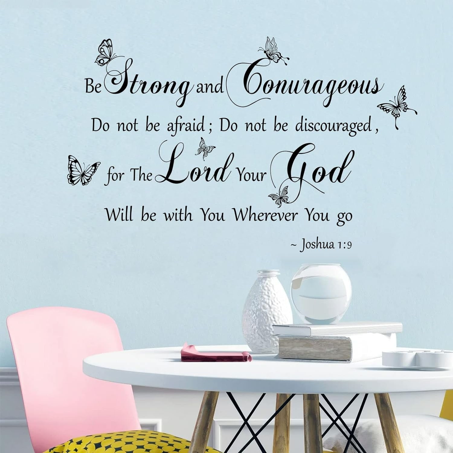 Bible Verse Wall Decals Joshua 1:9 Religious Wall Quotes Stickers Be ...