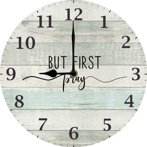 Bible Verse Wall Decor, But First Pray, Christian Wooden Clock Wall ...