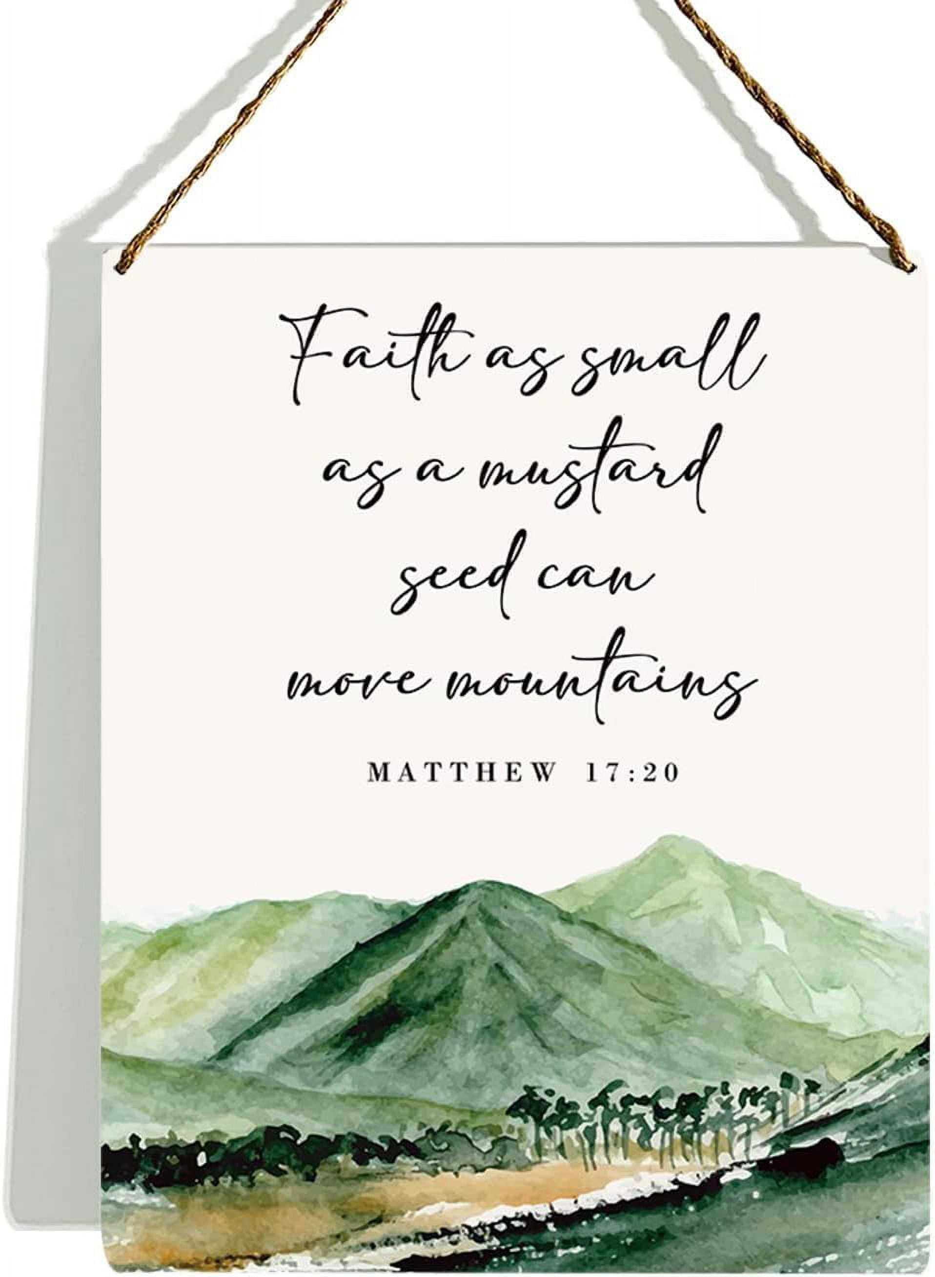 Bible Verse Wall Decor Wooden Hanging Sign, Christian Wall Decor, Faith As Small As A Mustard ...