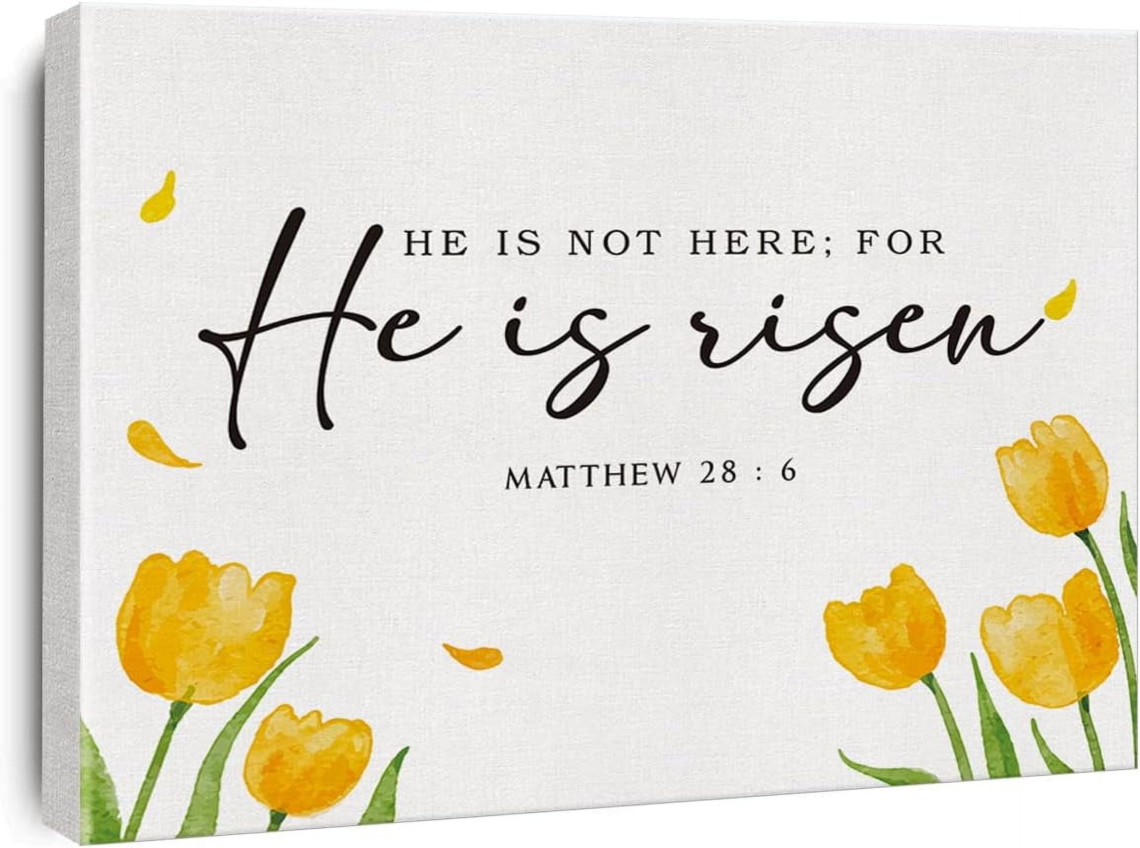 Bible Verse Watercolor Canvas Print Decor He is Not Here for He is ...