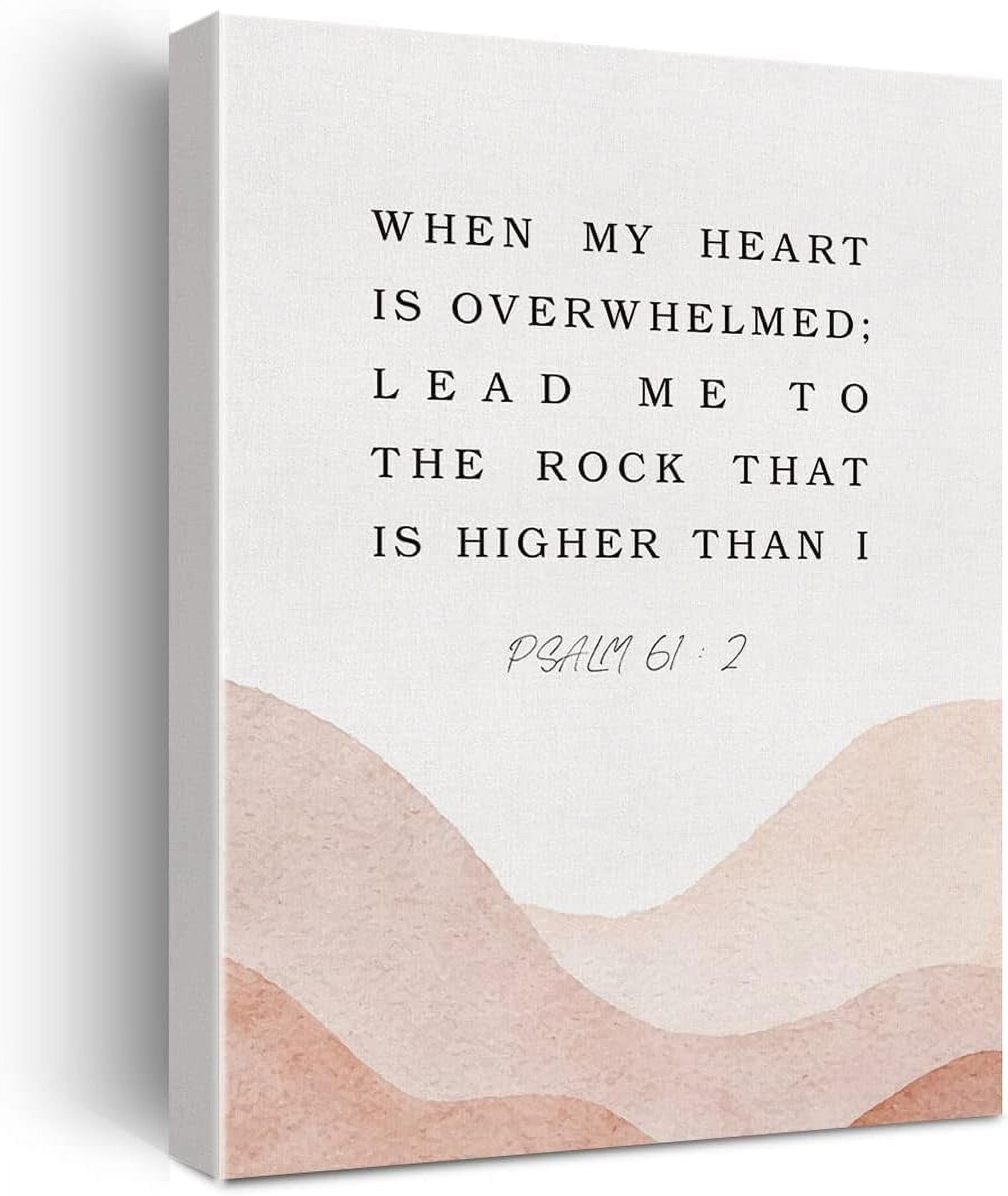 Bible Verse Watercolor Canvas Print Decor When My Heart is Overwhelmed ...