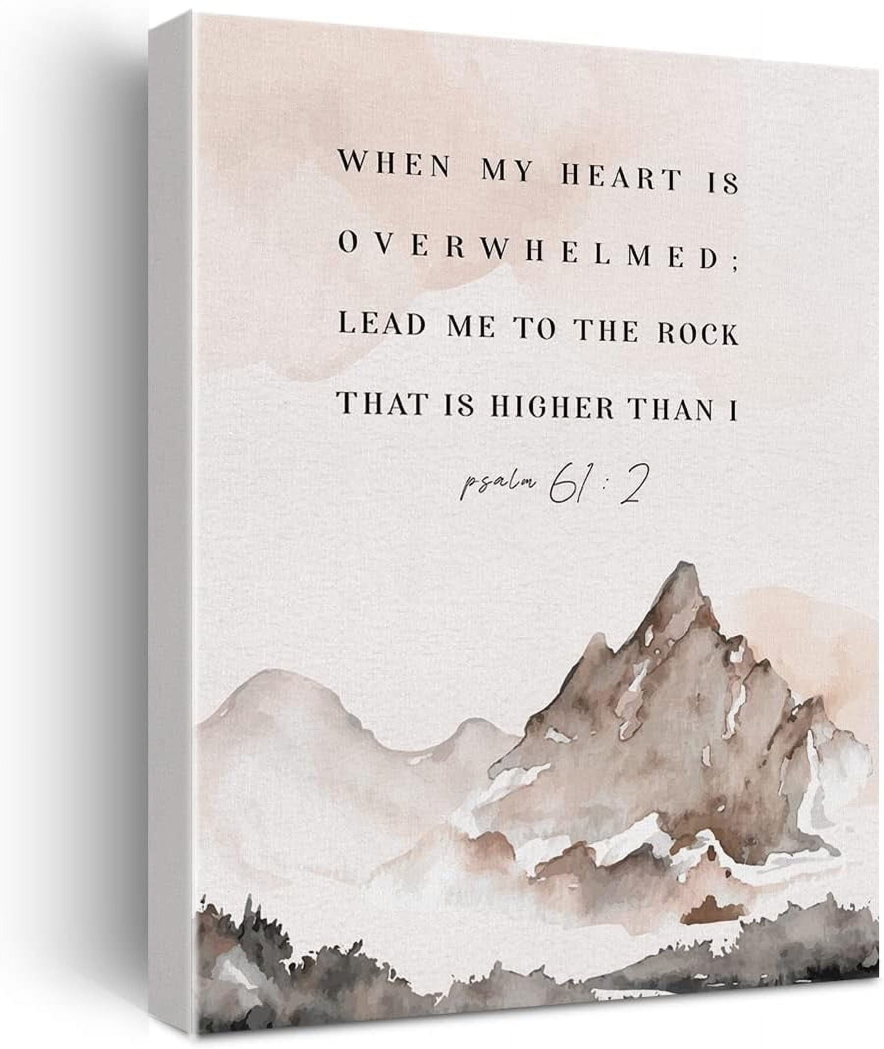 Bible Verse Watercolor Canvas Print Decor When My Heart is Overwhelmed ...