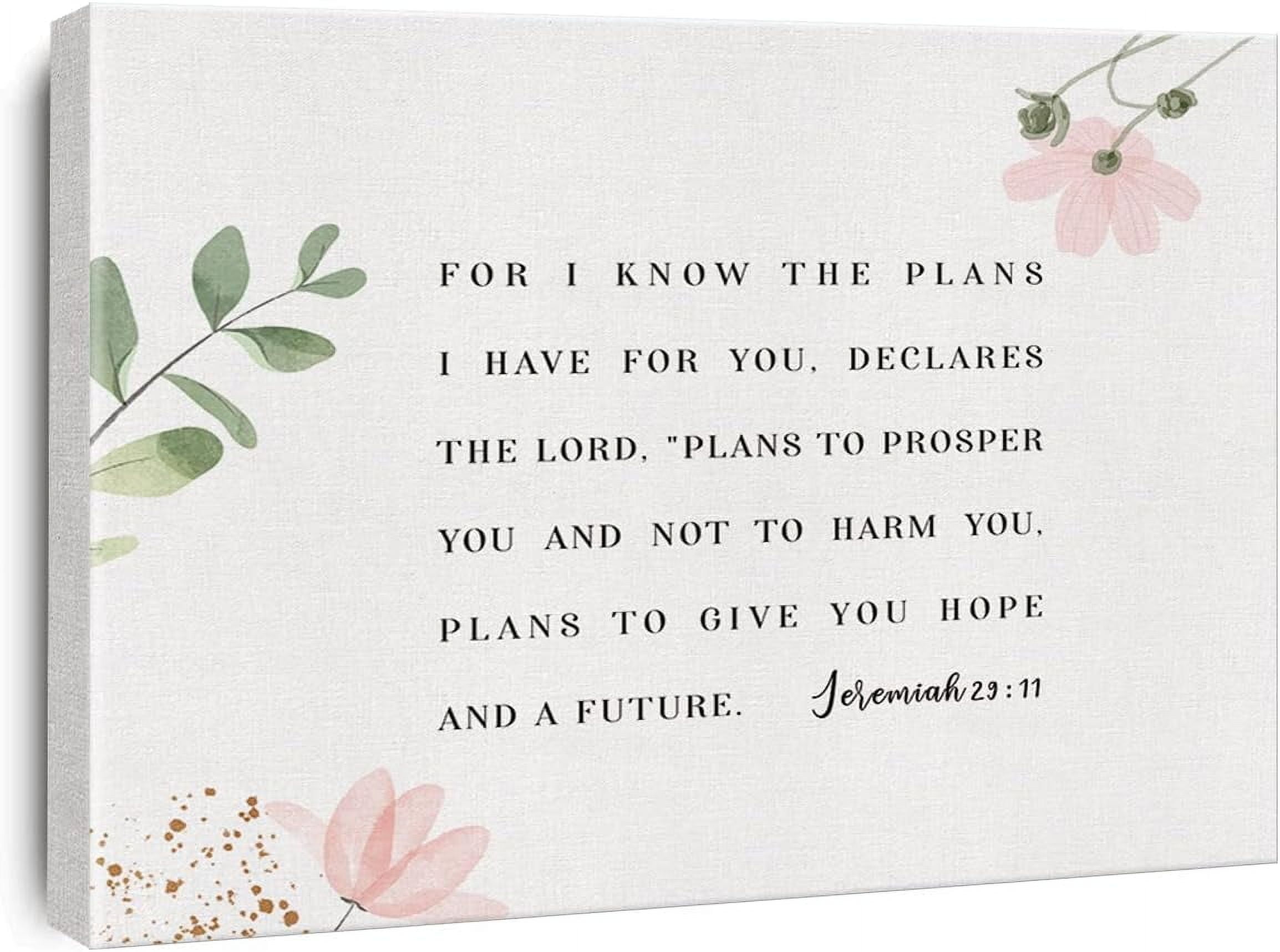 Bible Verse Watercolor Canvas Print Decor Jeremiah 29 : 11 Floral Wall ...