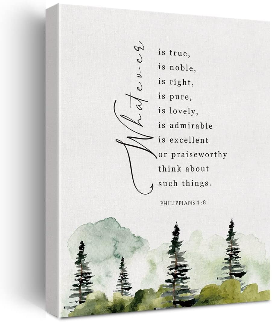 Bible Verse Watercolor Canvas Print Decor Whatever is True Philippians ...