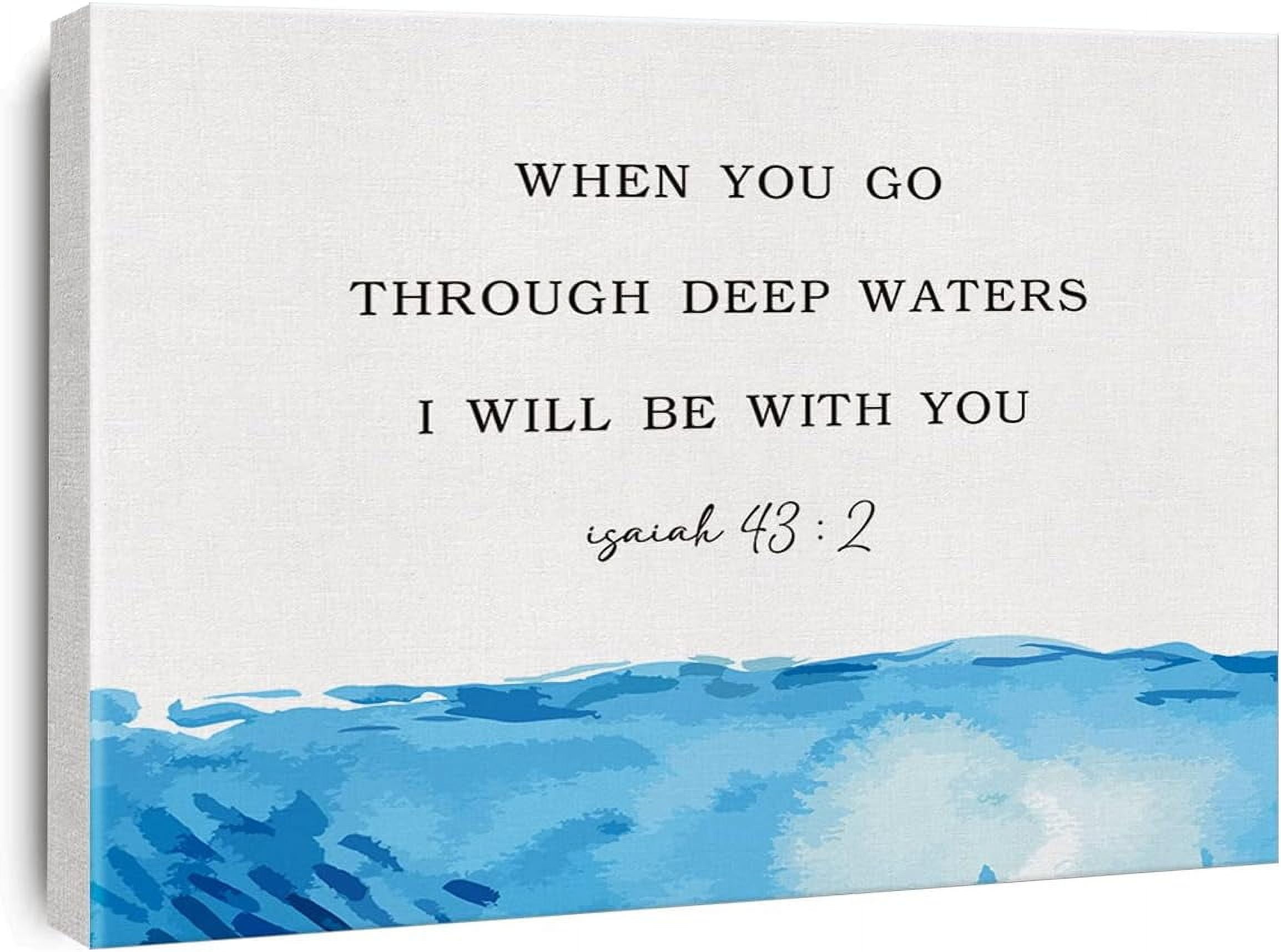 Bible Verse Watercolor Canvas Print Decor When You Go Through Deep ...