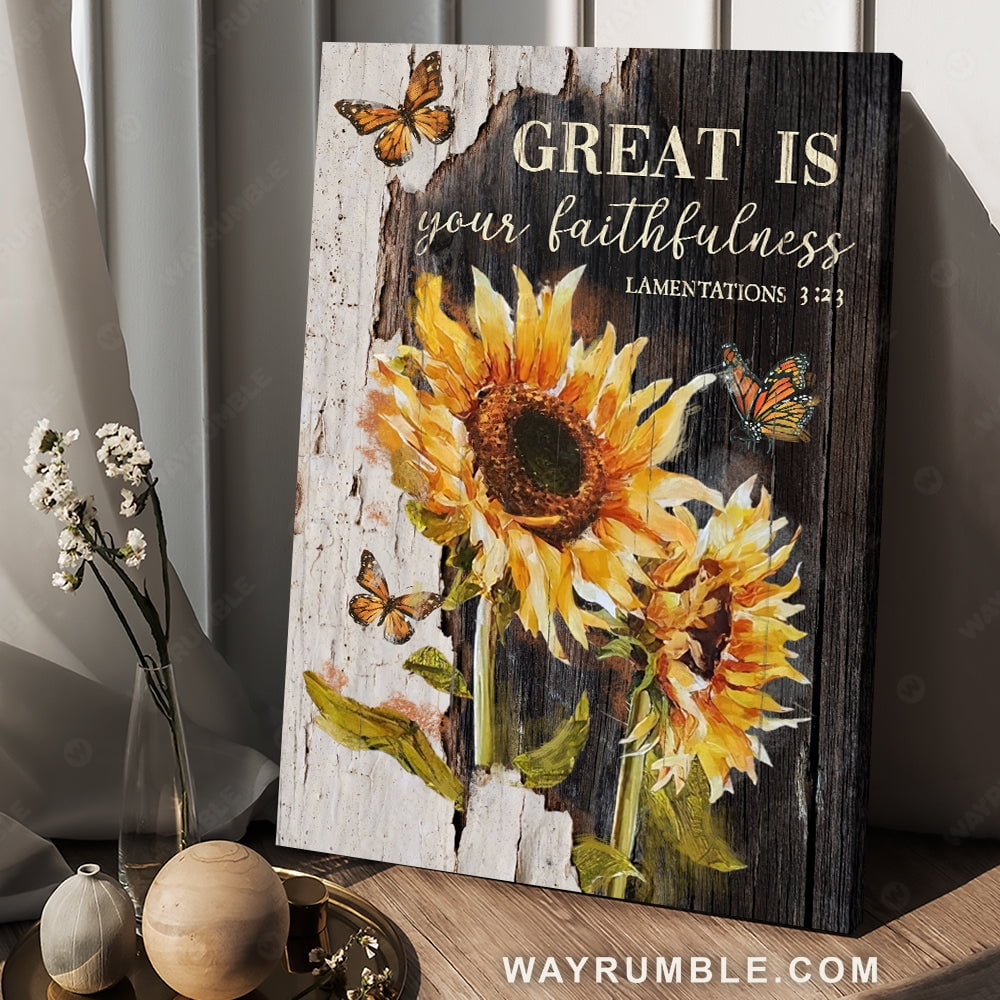 Bible Verse, Watercolor Style Style Sunflower, Monarch Butterfly, Great ...