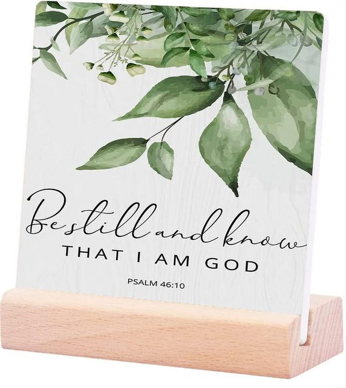 Bible Verse Watercolour Desk Plaque Sign, Be Still and Know That I am ...
