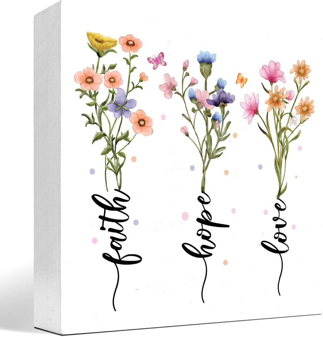 Bible Verse Wood Sign Desk Decor Faith Hope Love Christian Wood Block ...