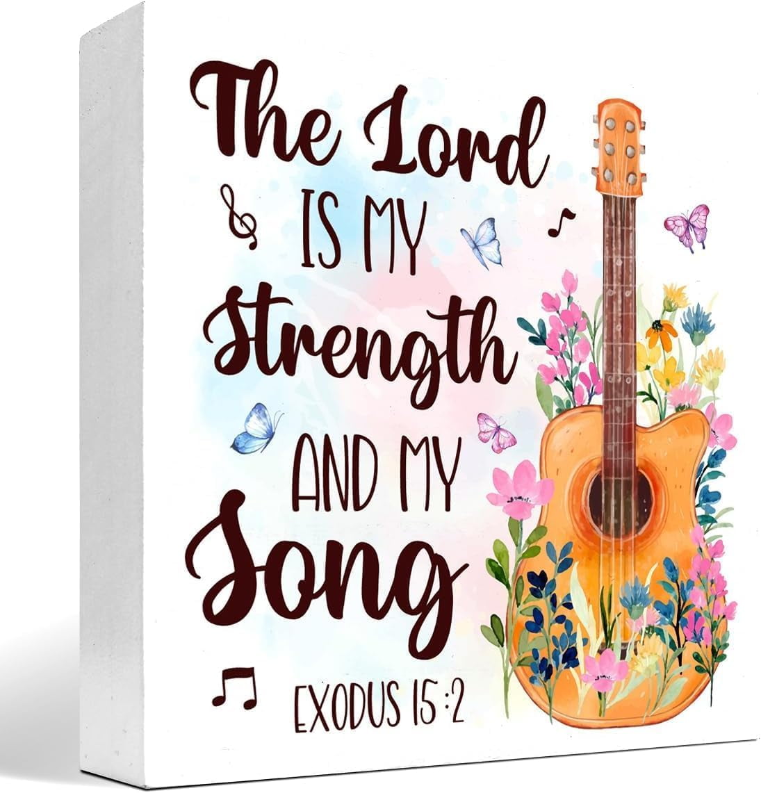 Bible Verse Wood Sign Desk Decor,The Lord Is My Strength And My Song ...