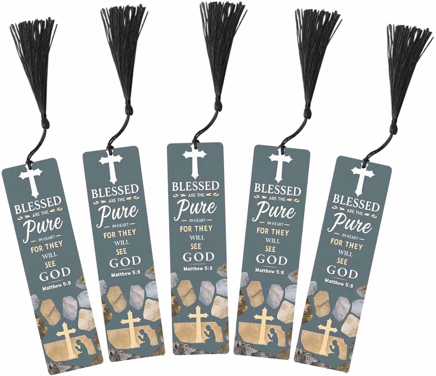 Bible Verses 5 Pcs Bookmarks Blessed Cross Easter Prayer Wooden ...