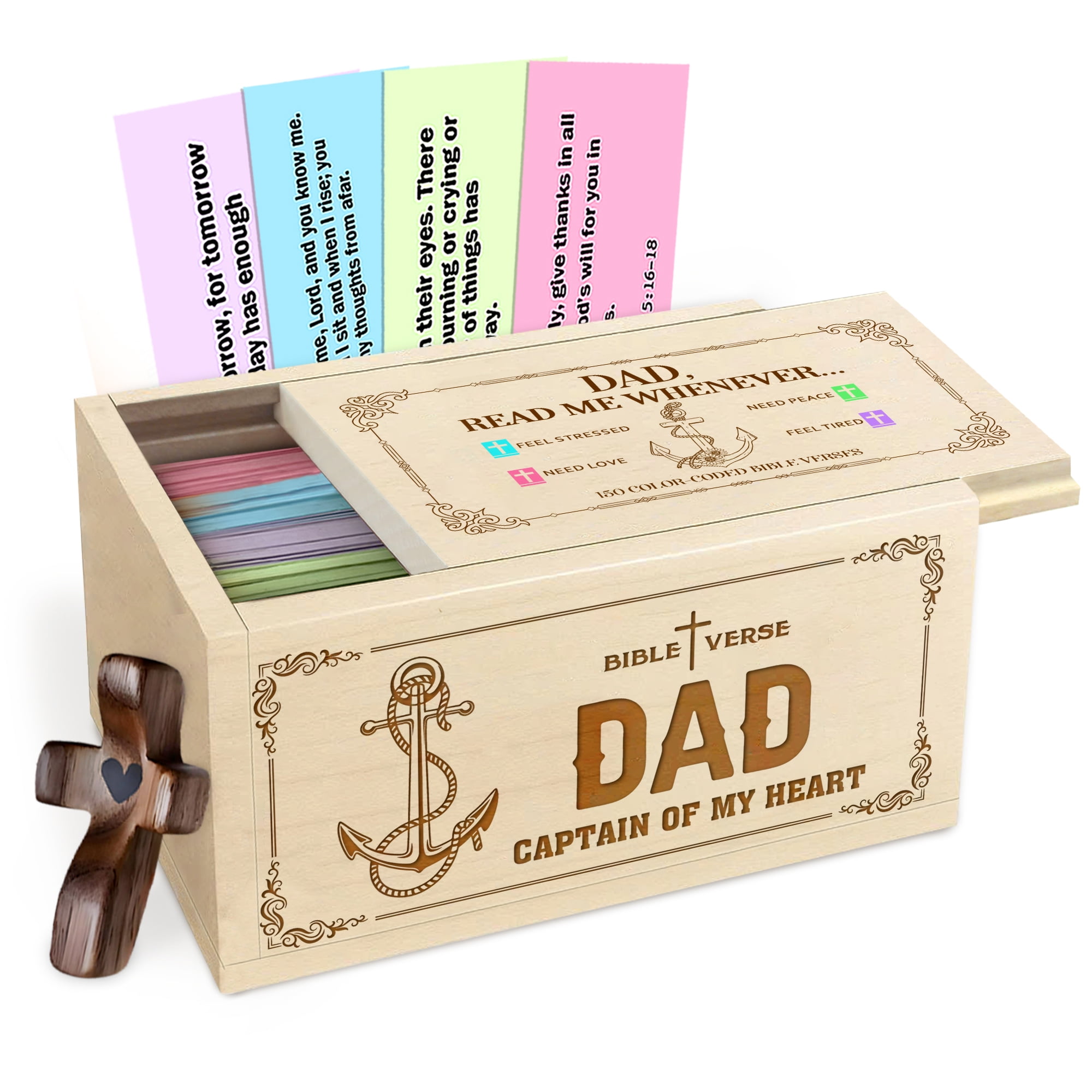 Bible Verses Box for Dad with Prayer Cross, 150 Upgrade Bible Verse ...