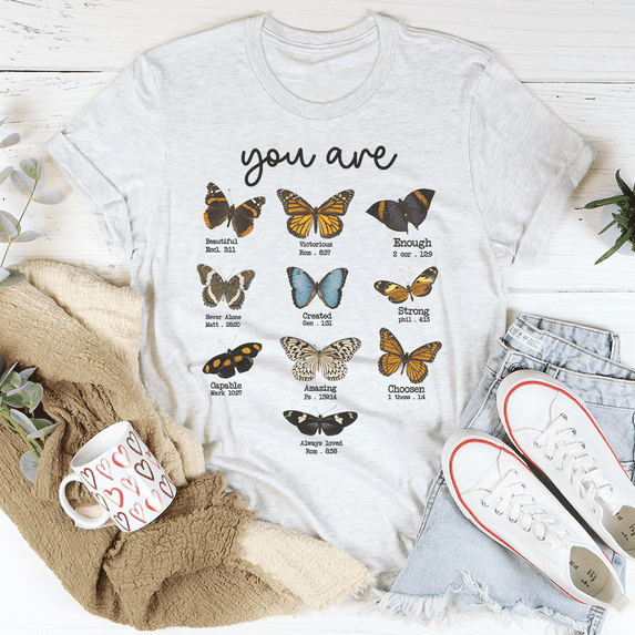 Bible Verses Butterflies Tee Peachy Sunday T-Shirt - Walmart.com