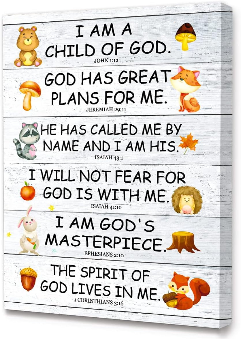 Bible Verses Canvas for Kids, I Am Child Of God Scripture Wall Art ...