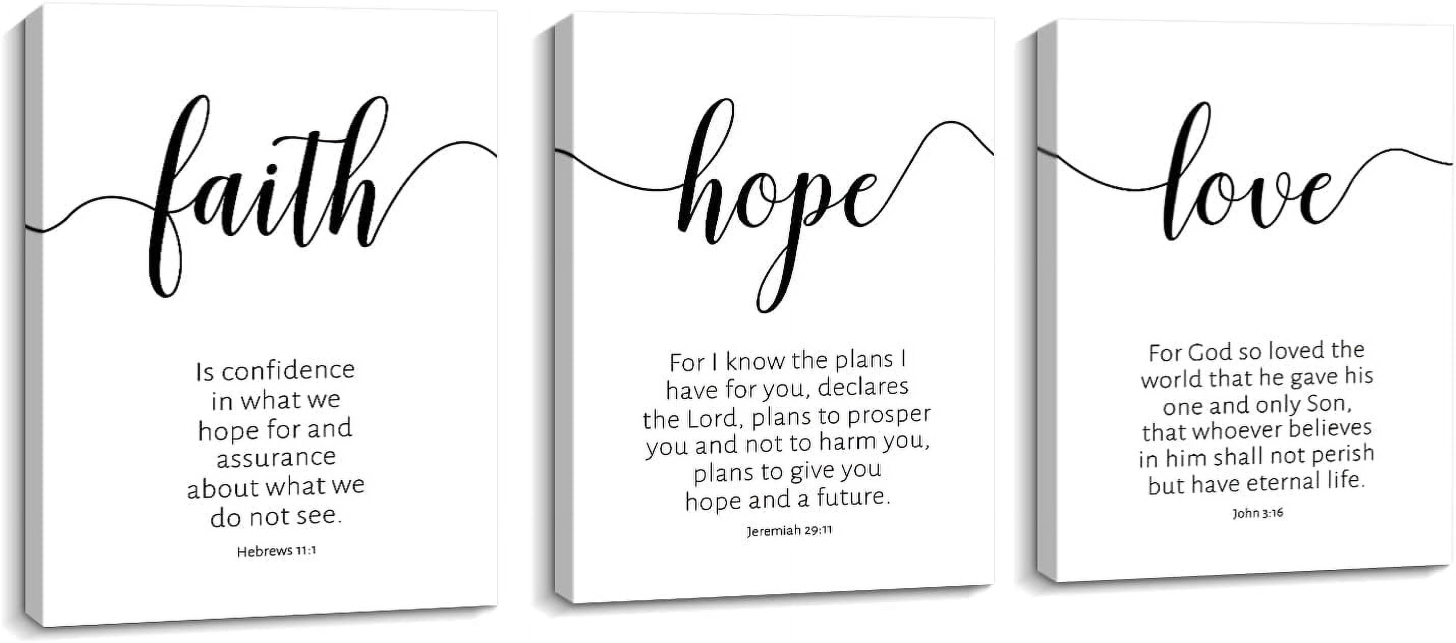 Bible Verses Canvas Wall Art, Faith Hope Love Wall Decor, Inspirational ...