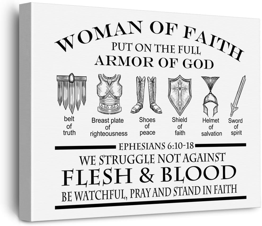 Bible Verses Ephesians 6:10 Christian Wall Art Decor Framed Canvas ...
