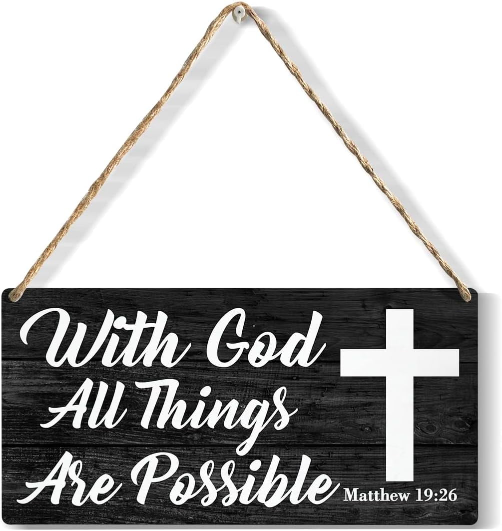 Bible Verses with God All Things are Possible Wood Sign Rustic Matthew ...