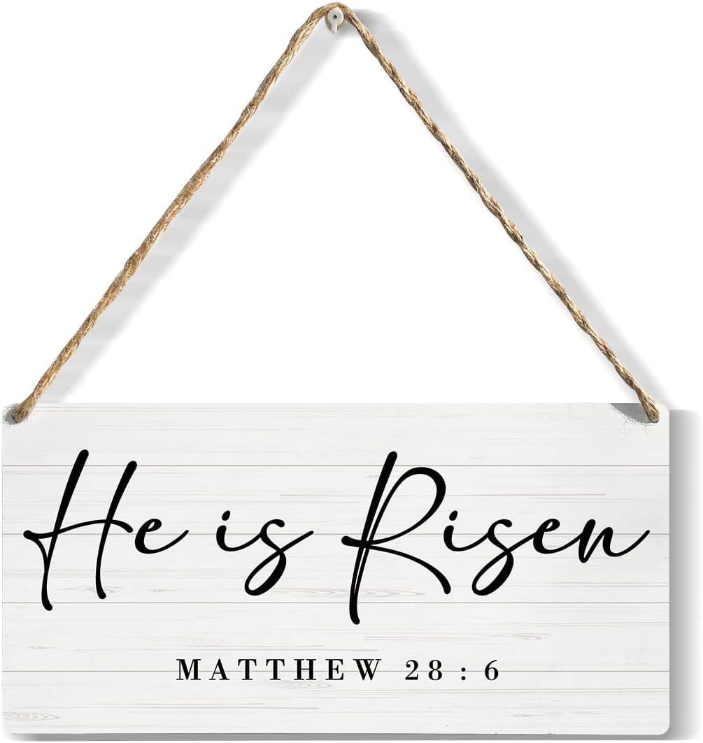 Bible Verses He is Risen Wood Sign Rustic Matthew 286 Christian Wooden ...