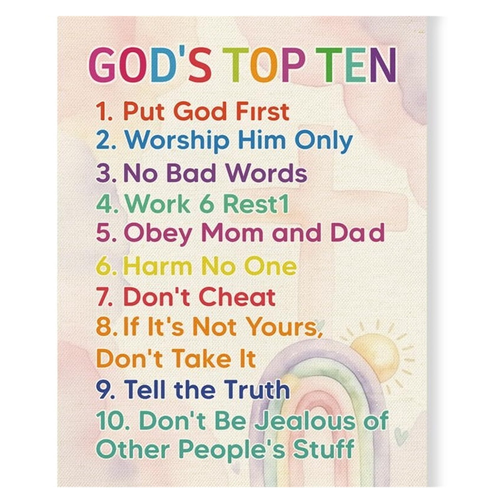 Bible Verses PosterCanvas Wall Art For Kids, God's Top Ten Wall Art ...