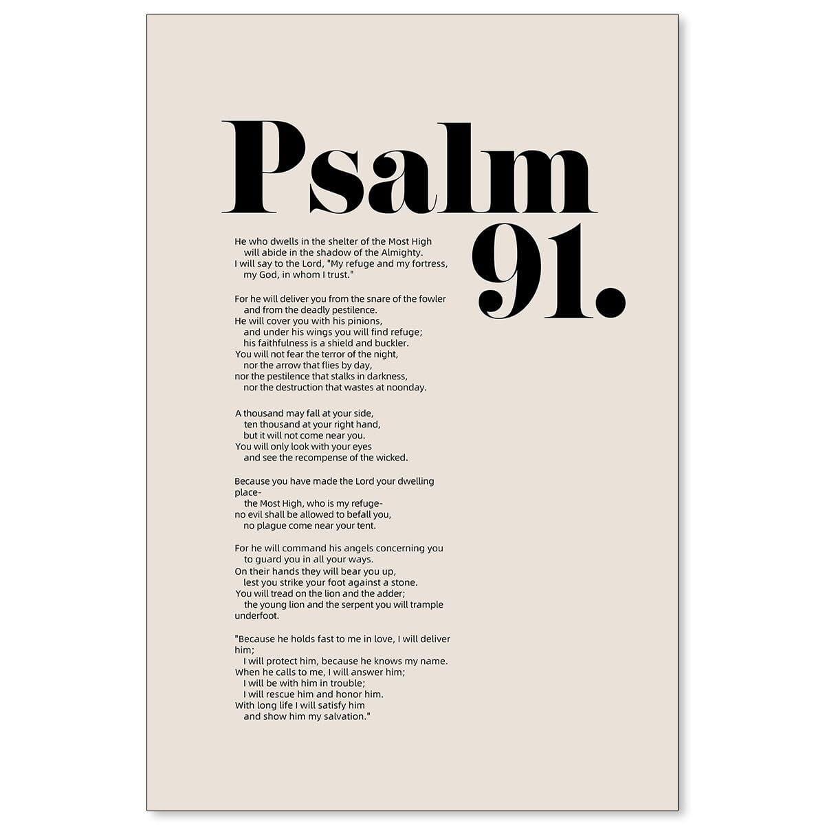 Bible Verses Psalm 91 Wall Art Christian Positive Quote Scripture ...