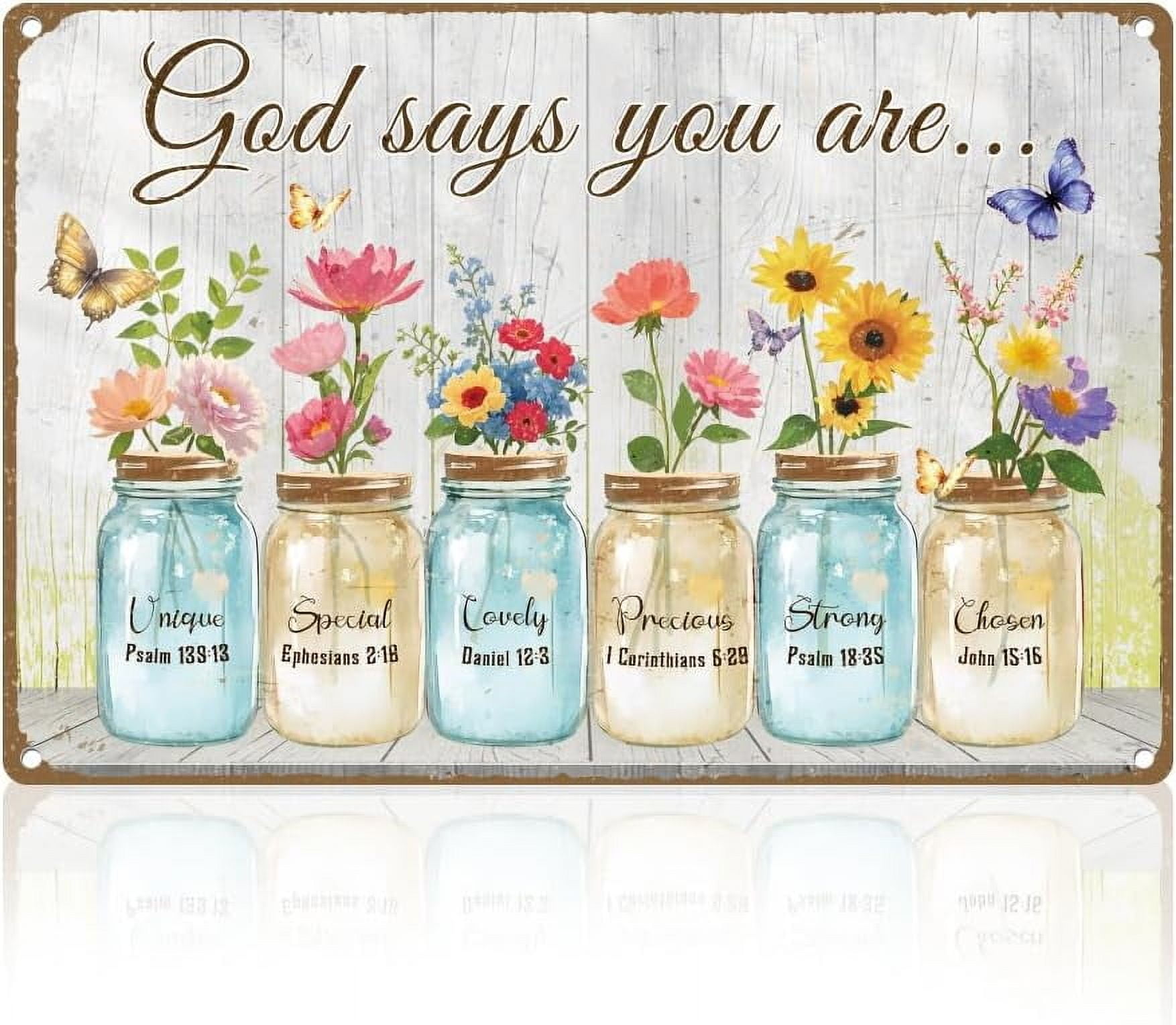 Bible Verses Retro Wall Decor Metal Tin Sign 8" x 12" God Says You Are ...
