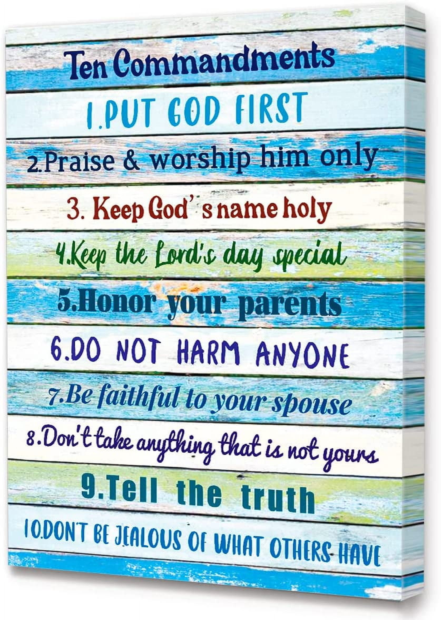 Bible Verses Wall Art for Kids,10 Commandments Scripture Wall Art ...