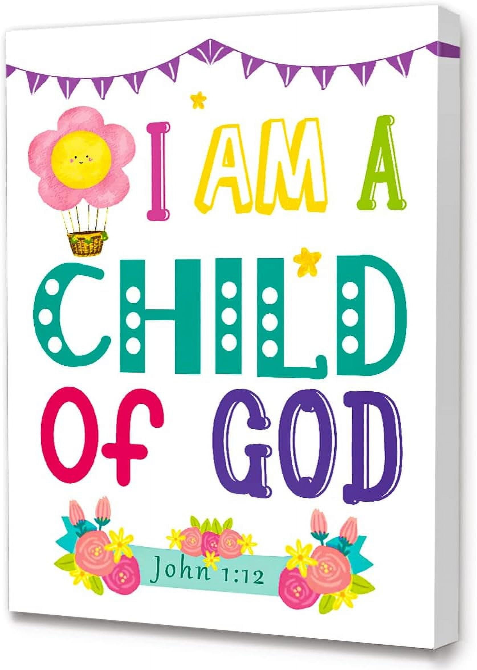 Bible Verses Wall Art for Kids,I Am A Child Of God Wall Art Canvas ...