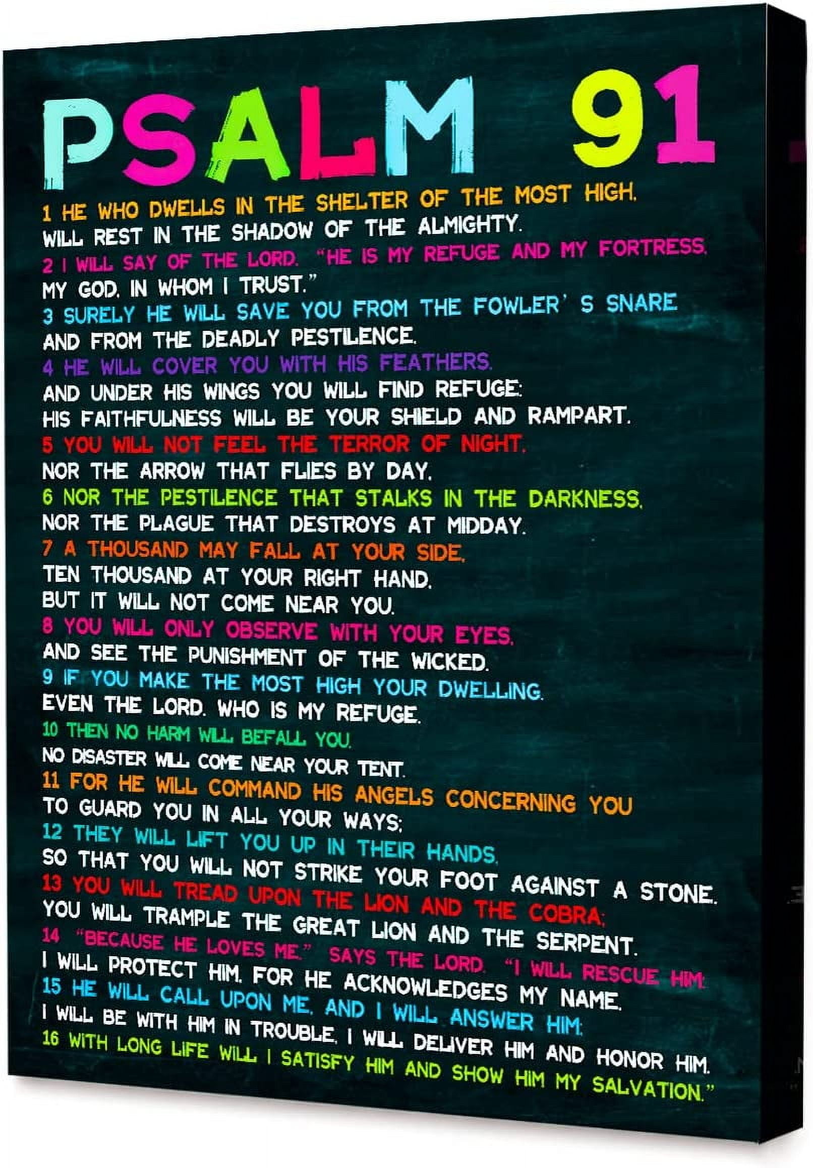 Bible Verses Wall Art for Kids,Psalms 91 Scripture Canvas Wall ...