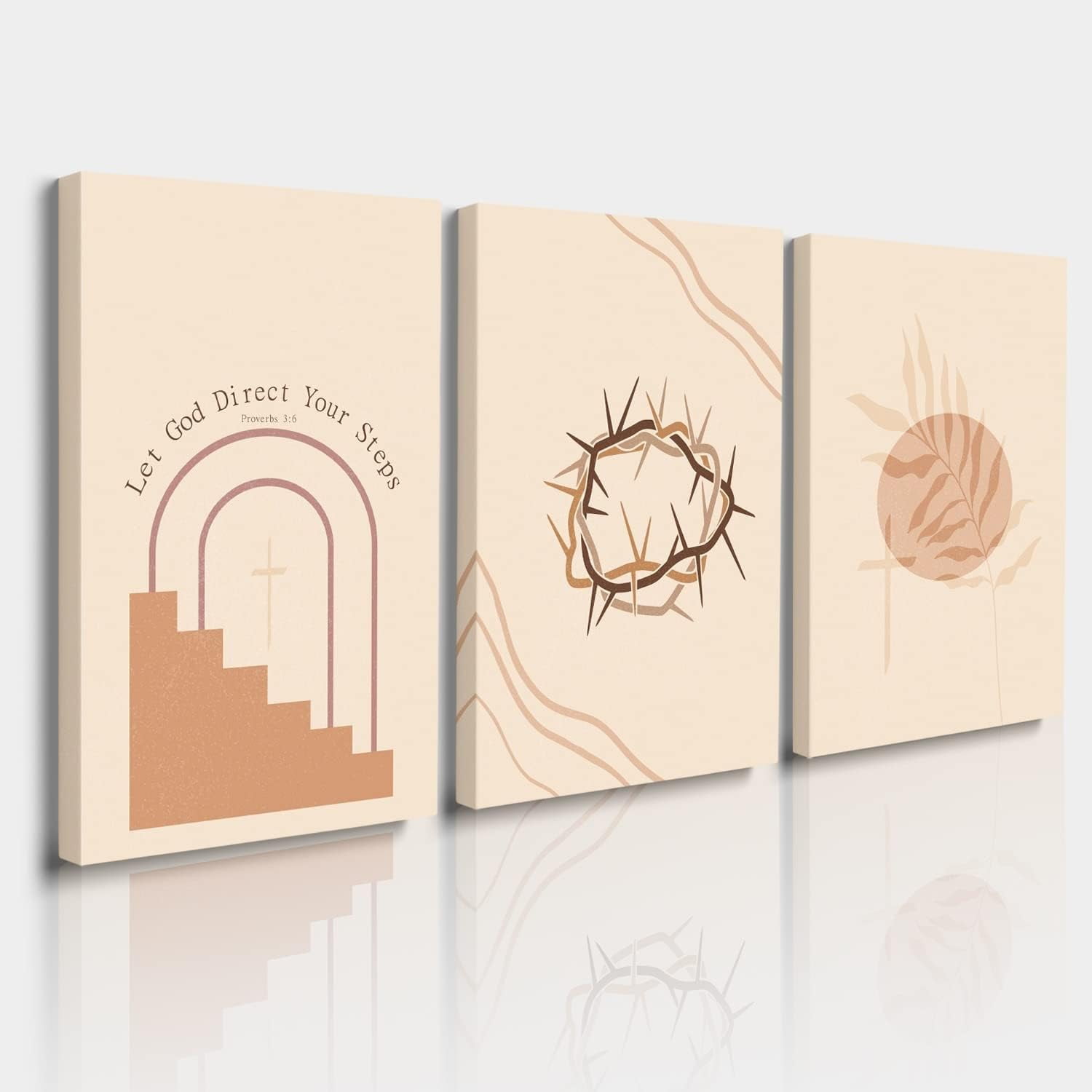 Bible Verses Wall Art Set Boho Wall Decor Inspirational Quotes Let God ...