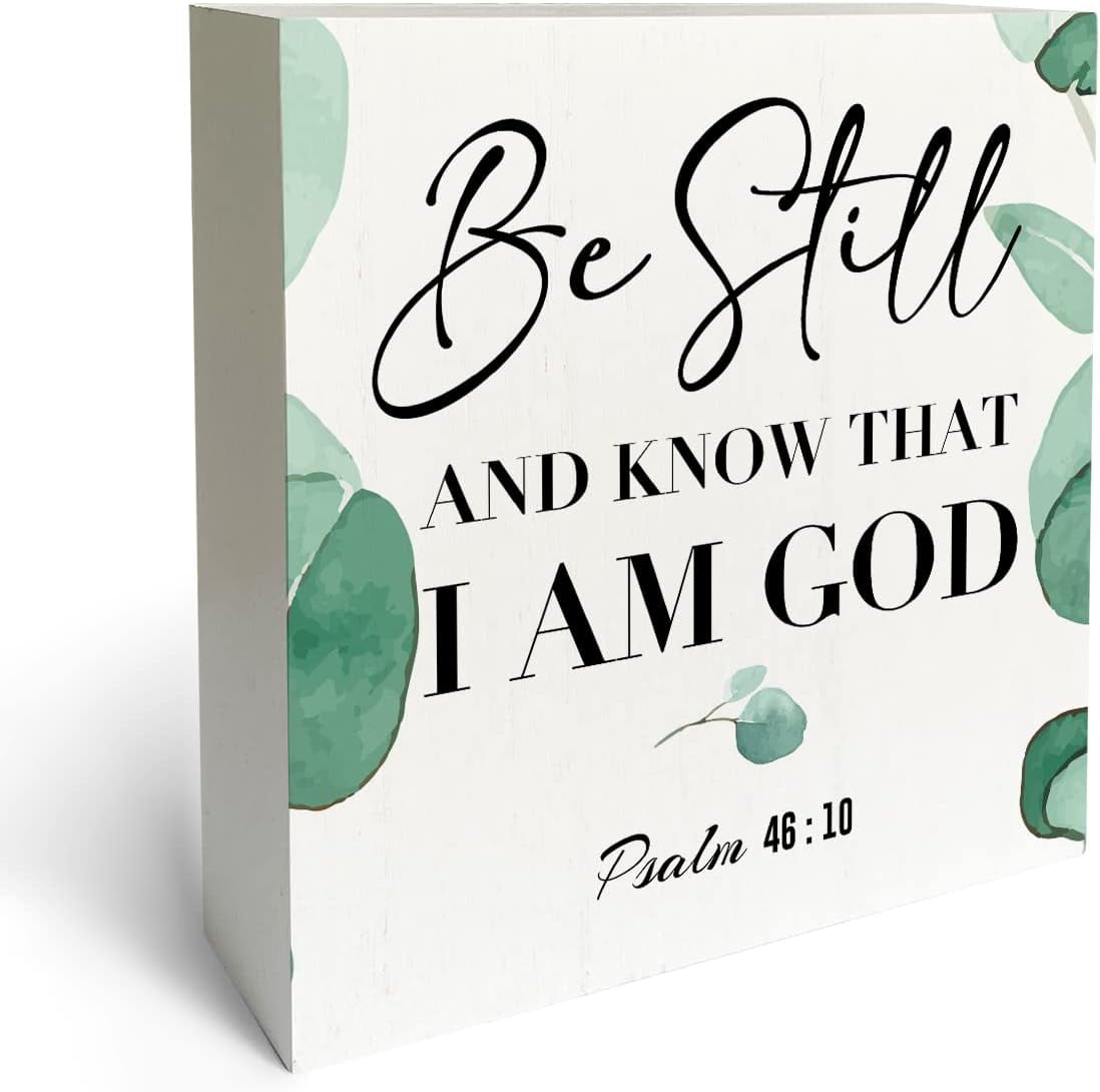 Bible Verses Wood Box Sign Decor, Be Still and Know That I Am God Psalm ...