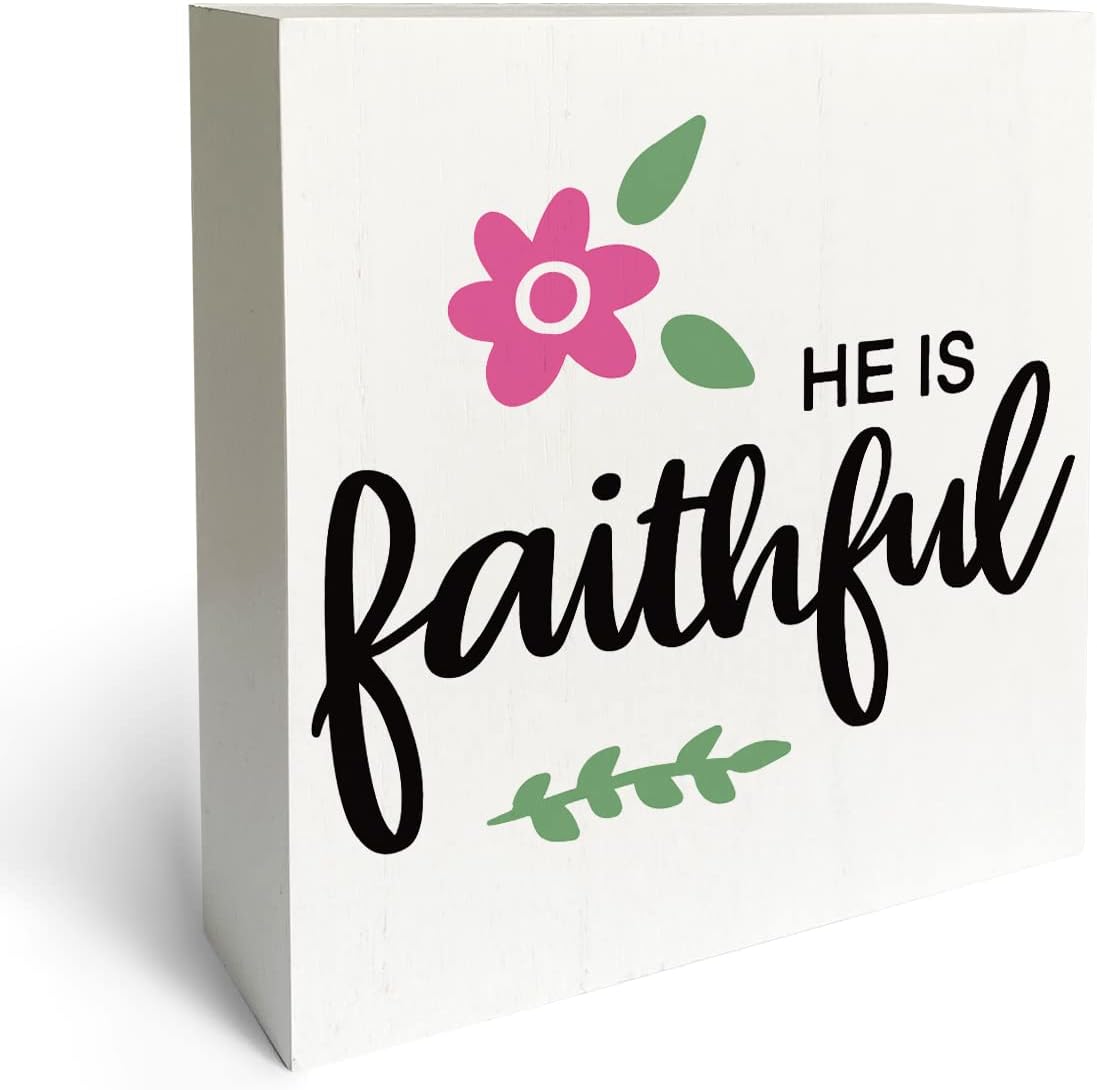 Bible Verses Wood Box Sign Decor, He is faithful, Christian Decor ...