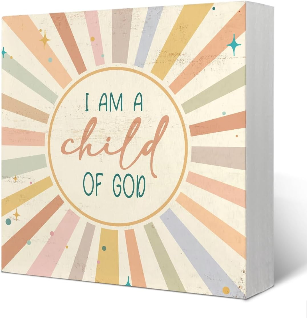 Bible Wooden Sign Decor, I Am A Child Of God Sign, Boho Sun Kids ...