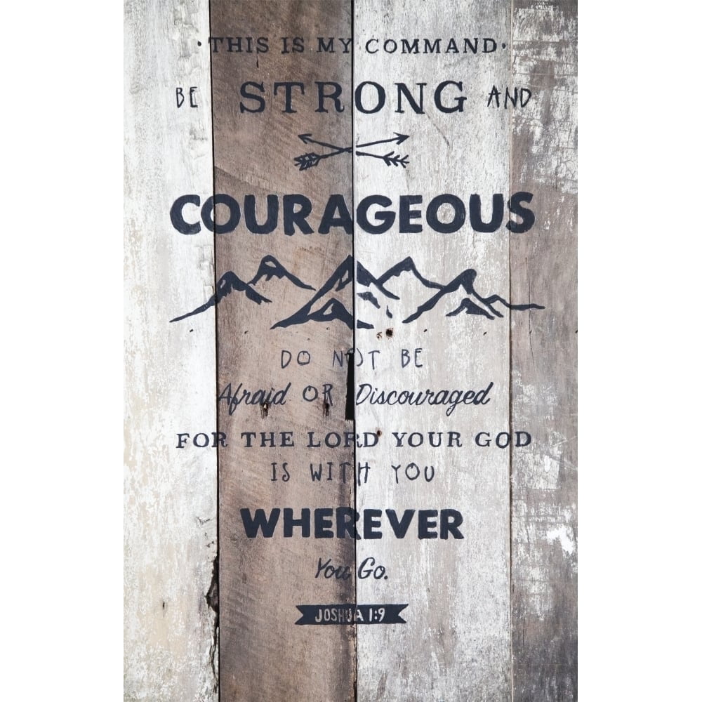 Bible verse on barn board sign with hand-painted lettering Joshua 1:9 ...