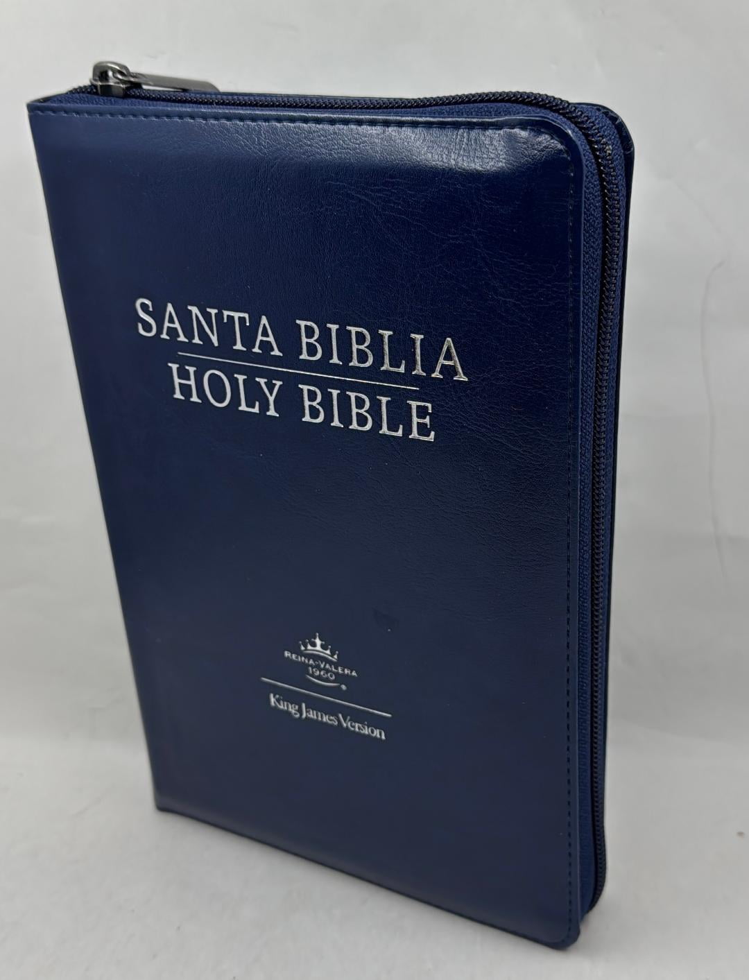 Biblia Bilingue Tam. Personal RVR1960 Azul Marino/ NBlue Bilingual ...
