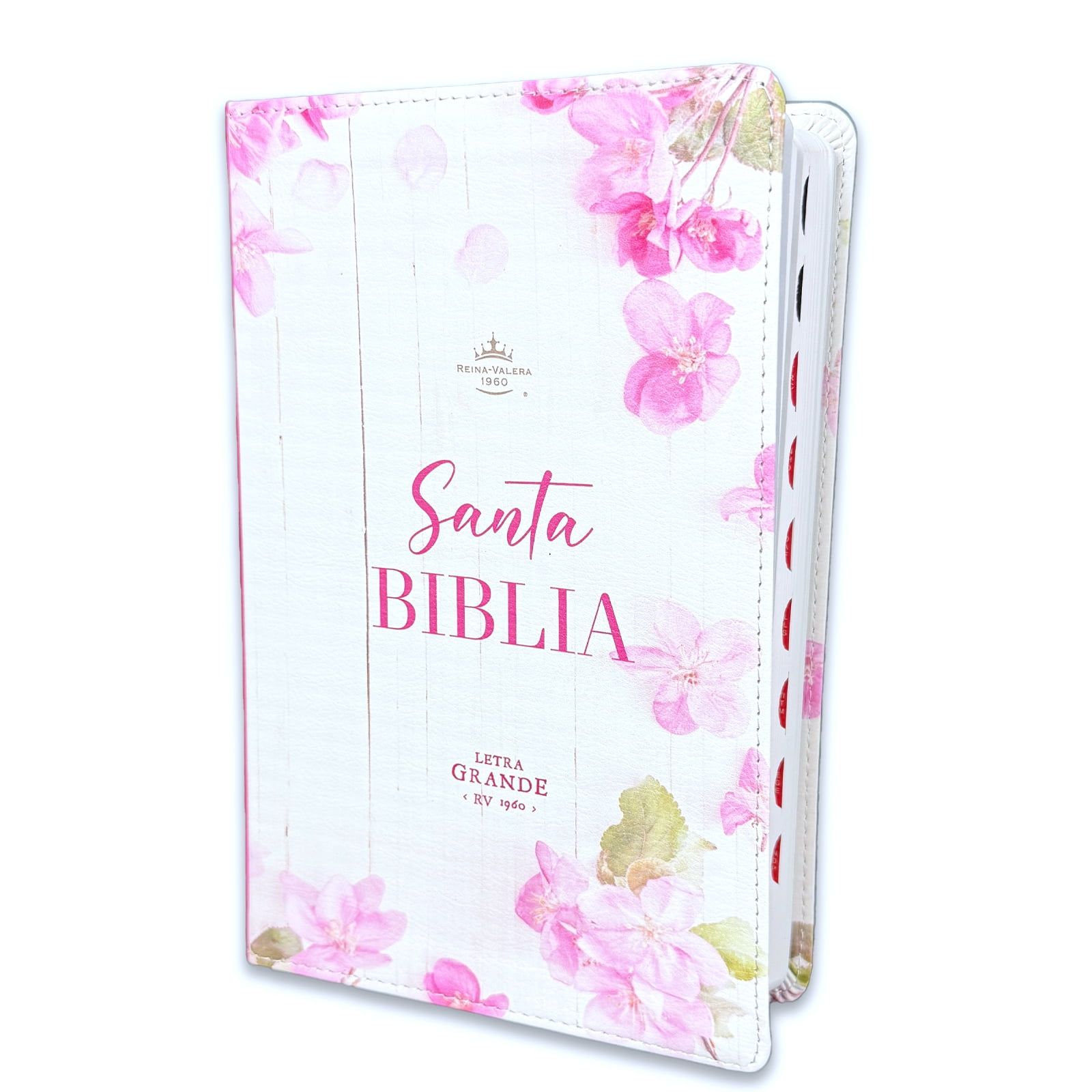 Biblia Letra Grande 12 puntos para Mujer RV1960 imit piel floral rosa lila con indice - Walmart.com