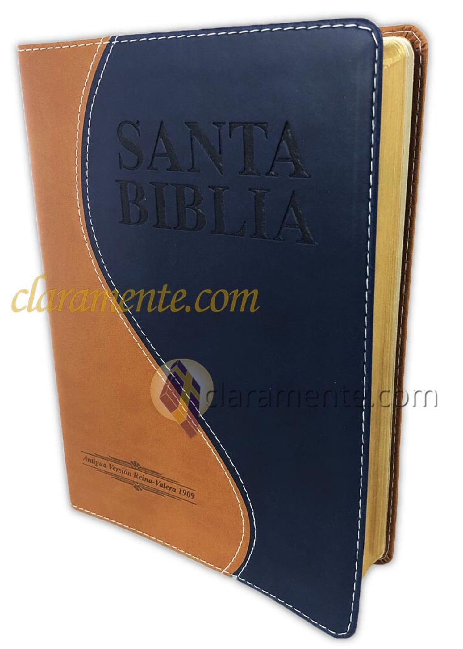 Biblia Letra Grande con Concordancia, RV Antigua 1909, imit. piel manual café y azul - Walmart.com