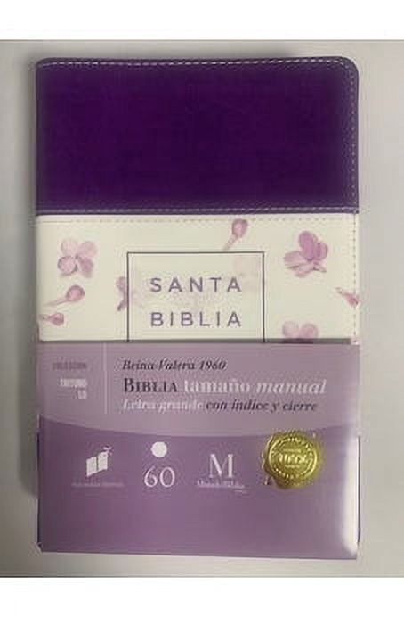 Biblia RVR 1960 Letra Grande Tamaño Manual Morado Blanco con Flores ...