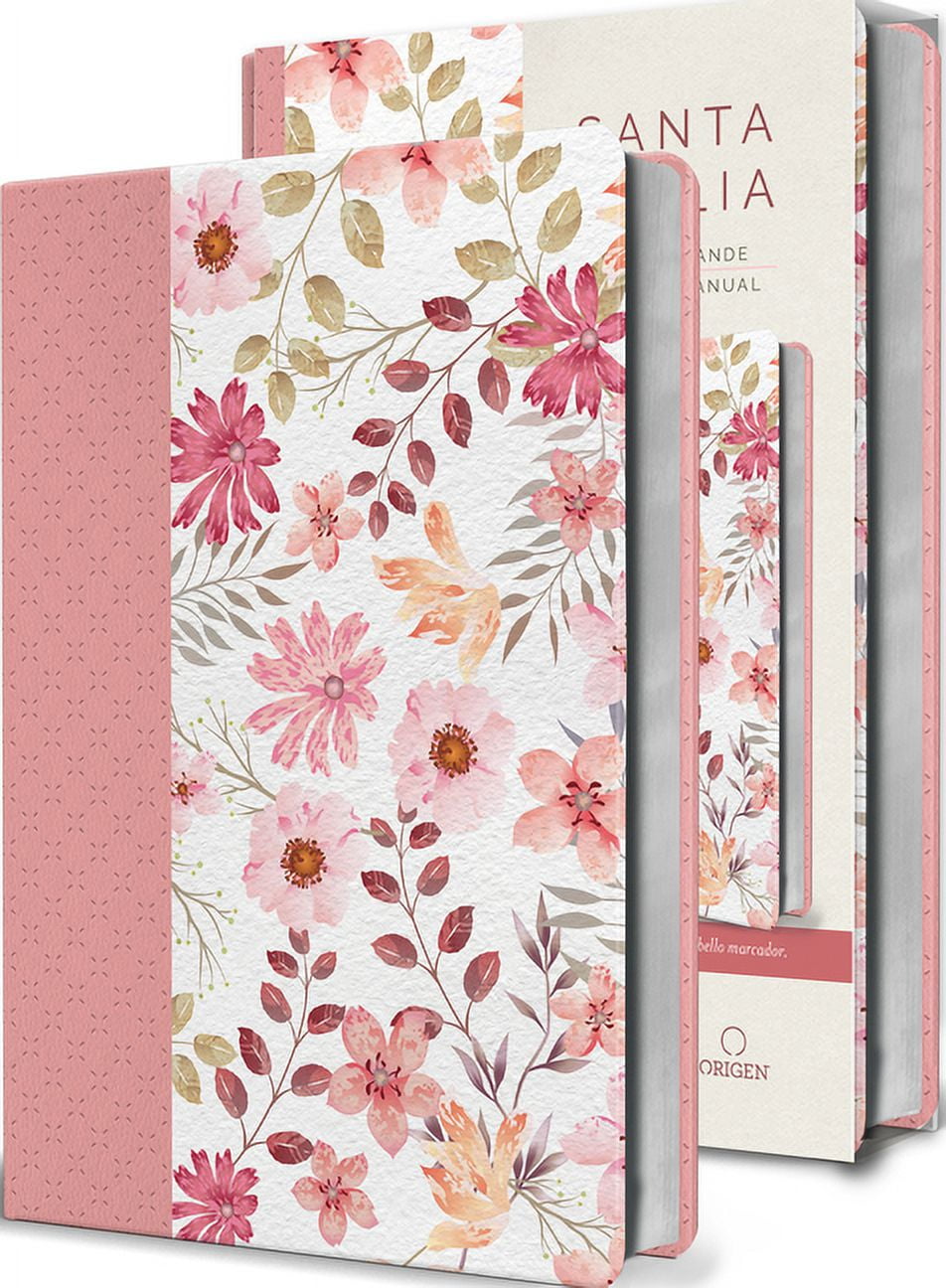 Reina Valera 1960 Bible, Large Print, Pink Floral Imitation Leather ...