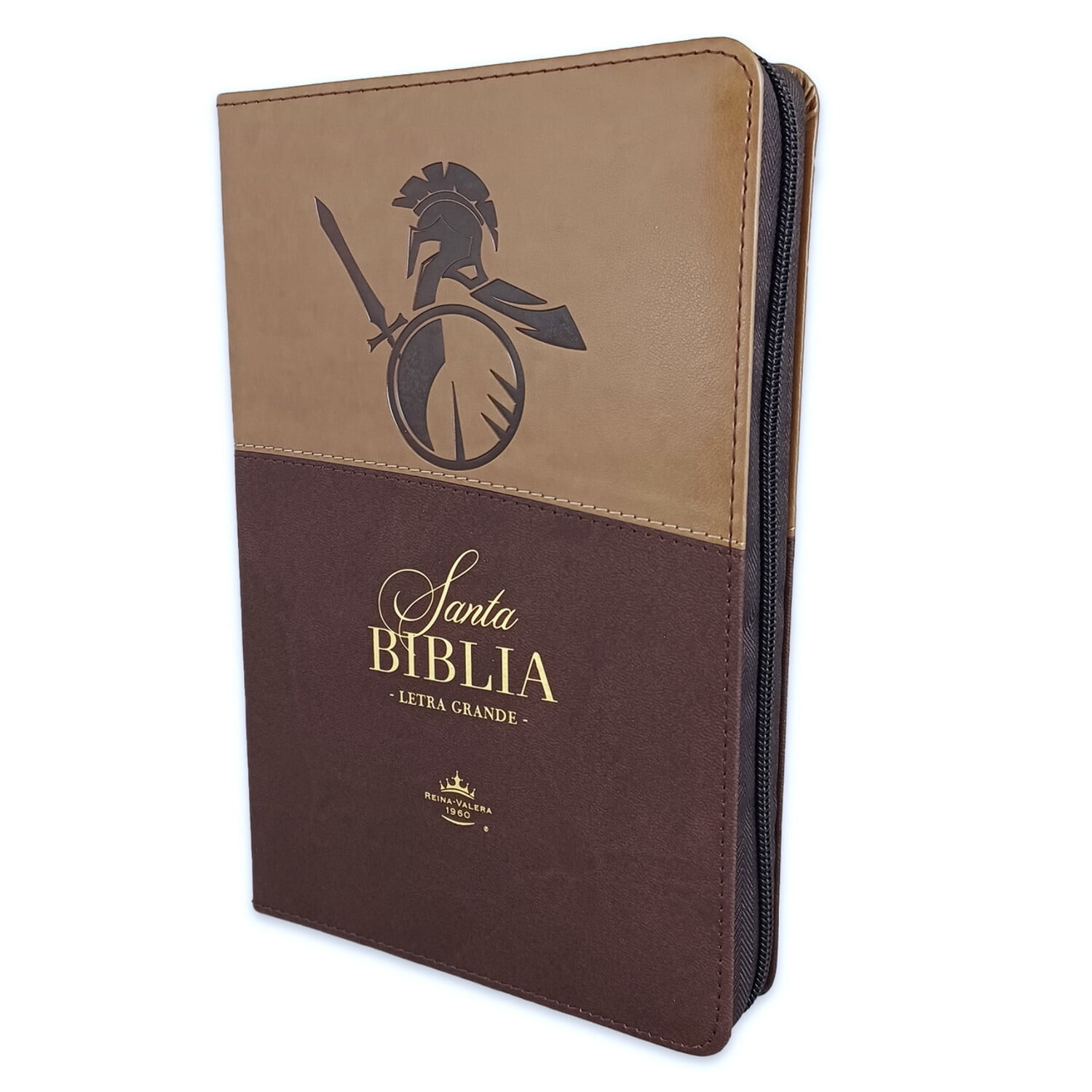 Biblia con Cierre Letra Grande 12 puntos RV1960 imit. piel duotono cafe con indice - Efesios 6: ...