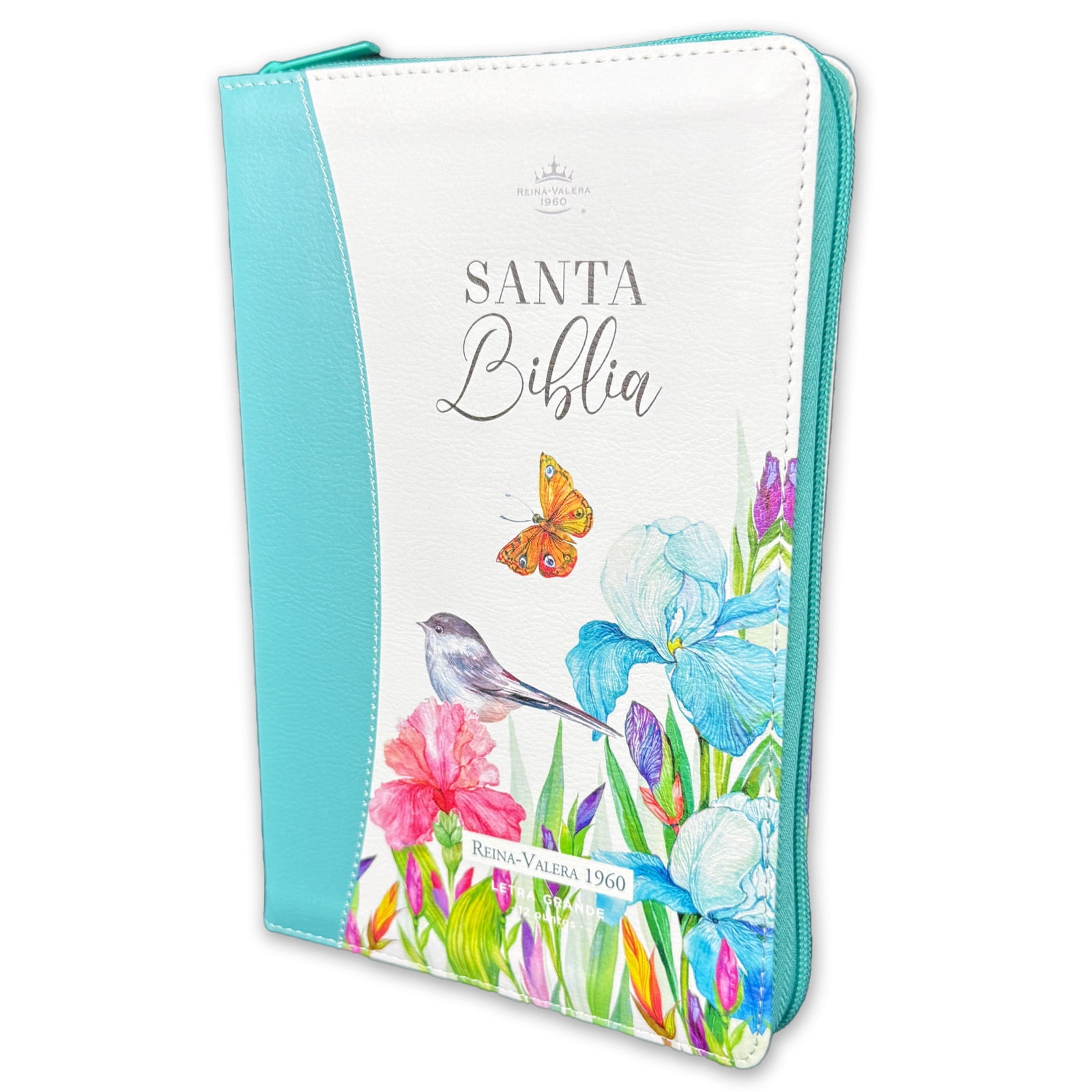 Biblia con Cierre Letra Grande 12 puntos RV1960 imit piel floral turquesa con indice - Walmart.com