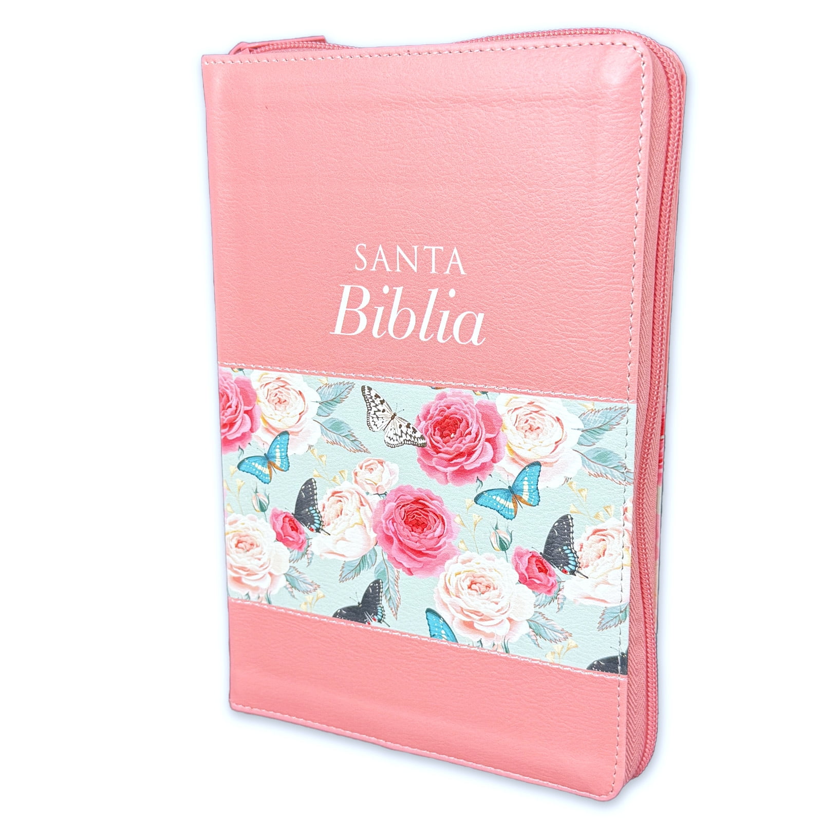 Biblia con Cierre Letra Grande 12 puntos RV1960 imit piel rosa floral con indice - Walmart.com