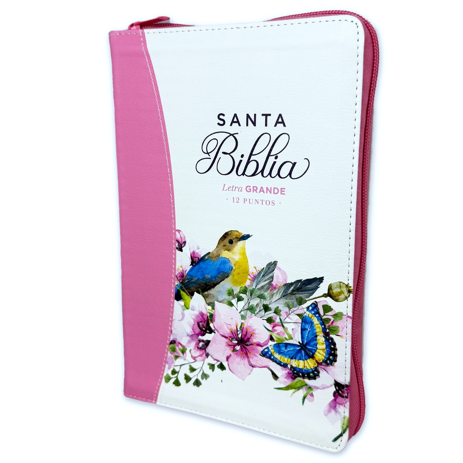 Biblia con Cierre Letra Grande 12 puntos RV1960 imit piel rosado con Indice - Walmart.com