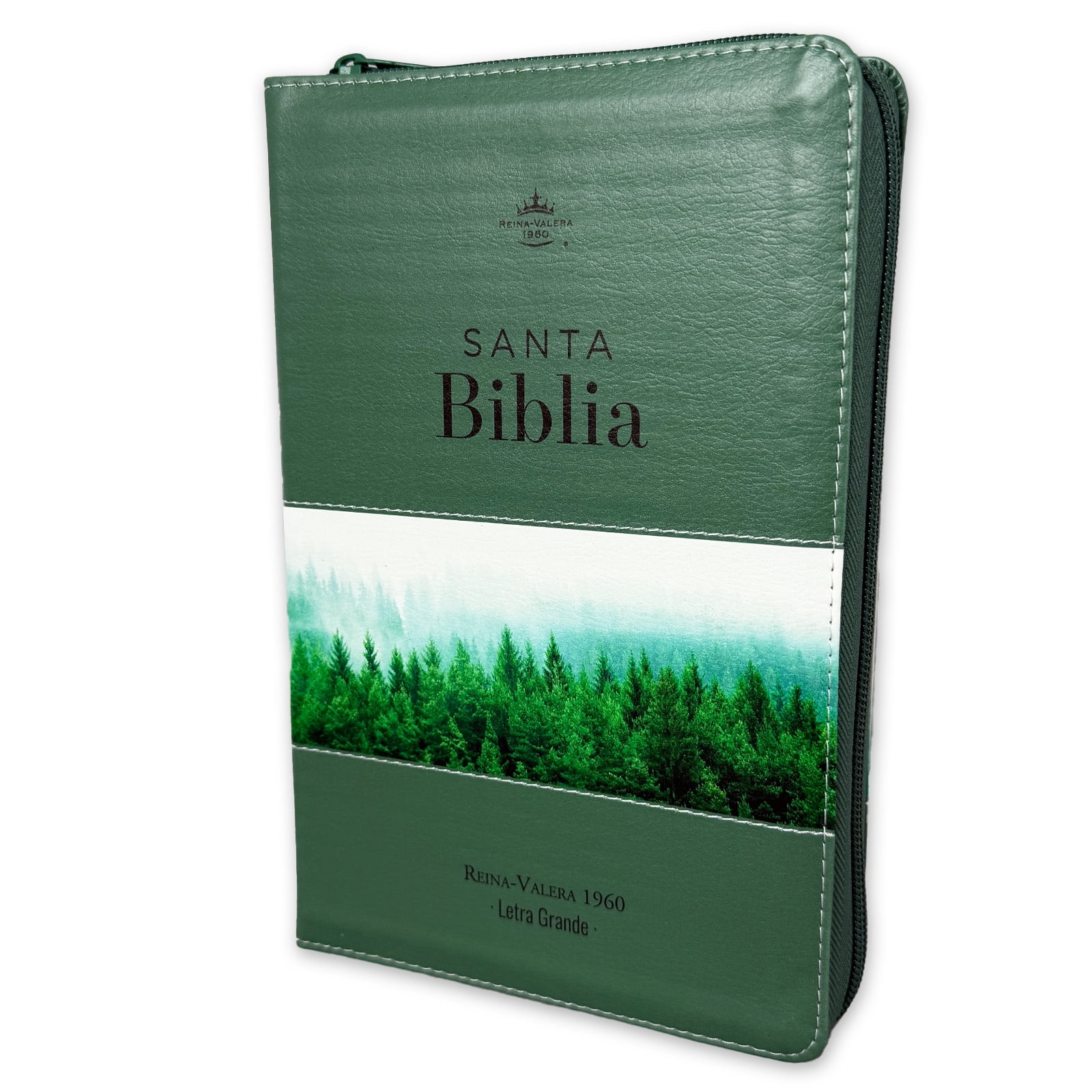 Biblia con Cierre Letra Grande 12 puntos RV1960 imit piel verde bosque - Walmart.com