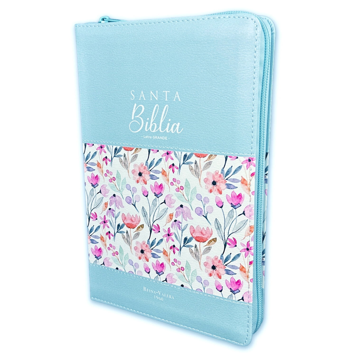 Biblia para Mujer con Cierre Letra Grande 12 puntos RV1960 imit. piel floral con indice ...
