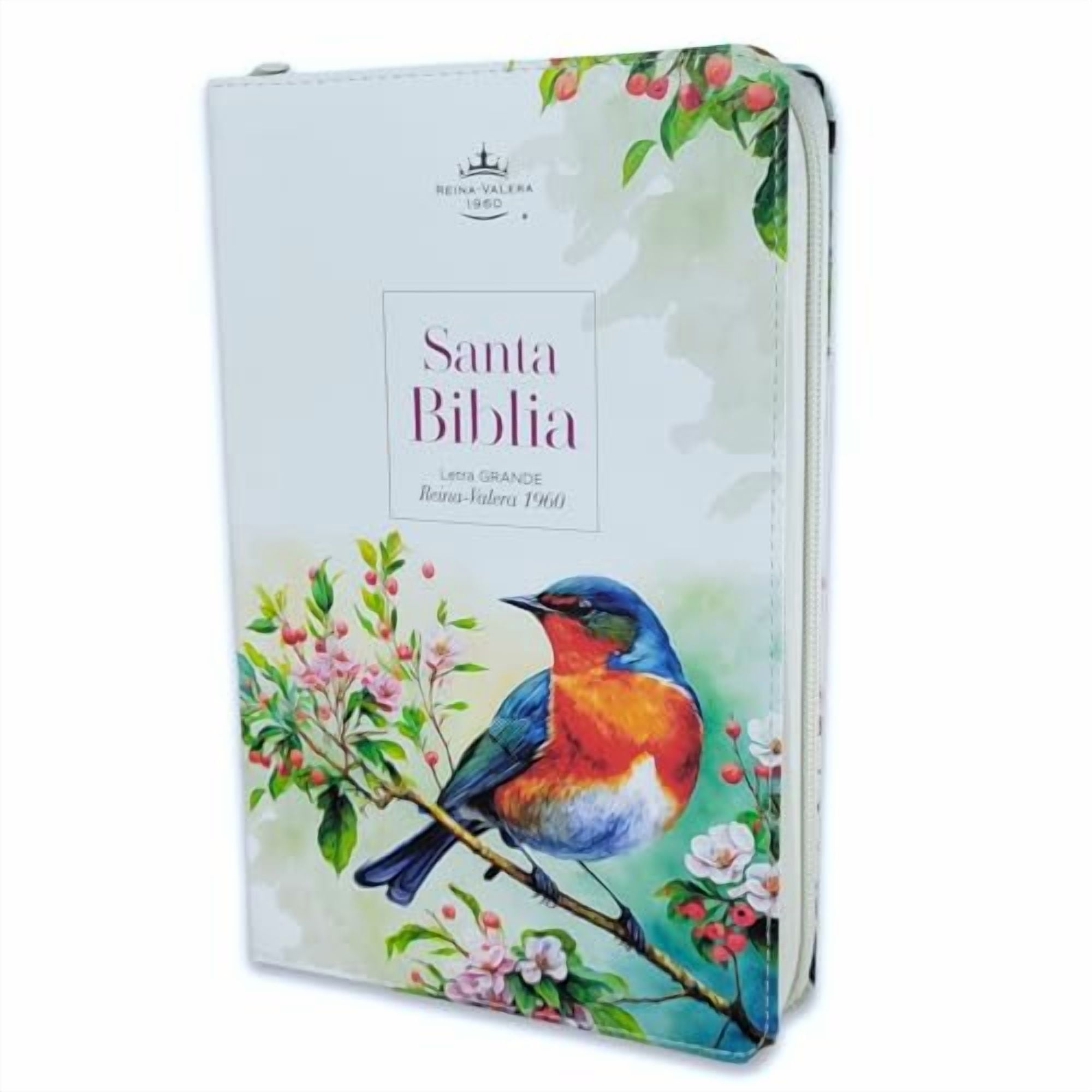 Biblia para Mujer con Cierre Letra Grande Manual 12 puntos RV1960 imit piel pajaro floral con ...