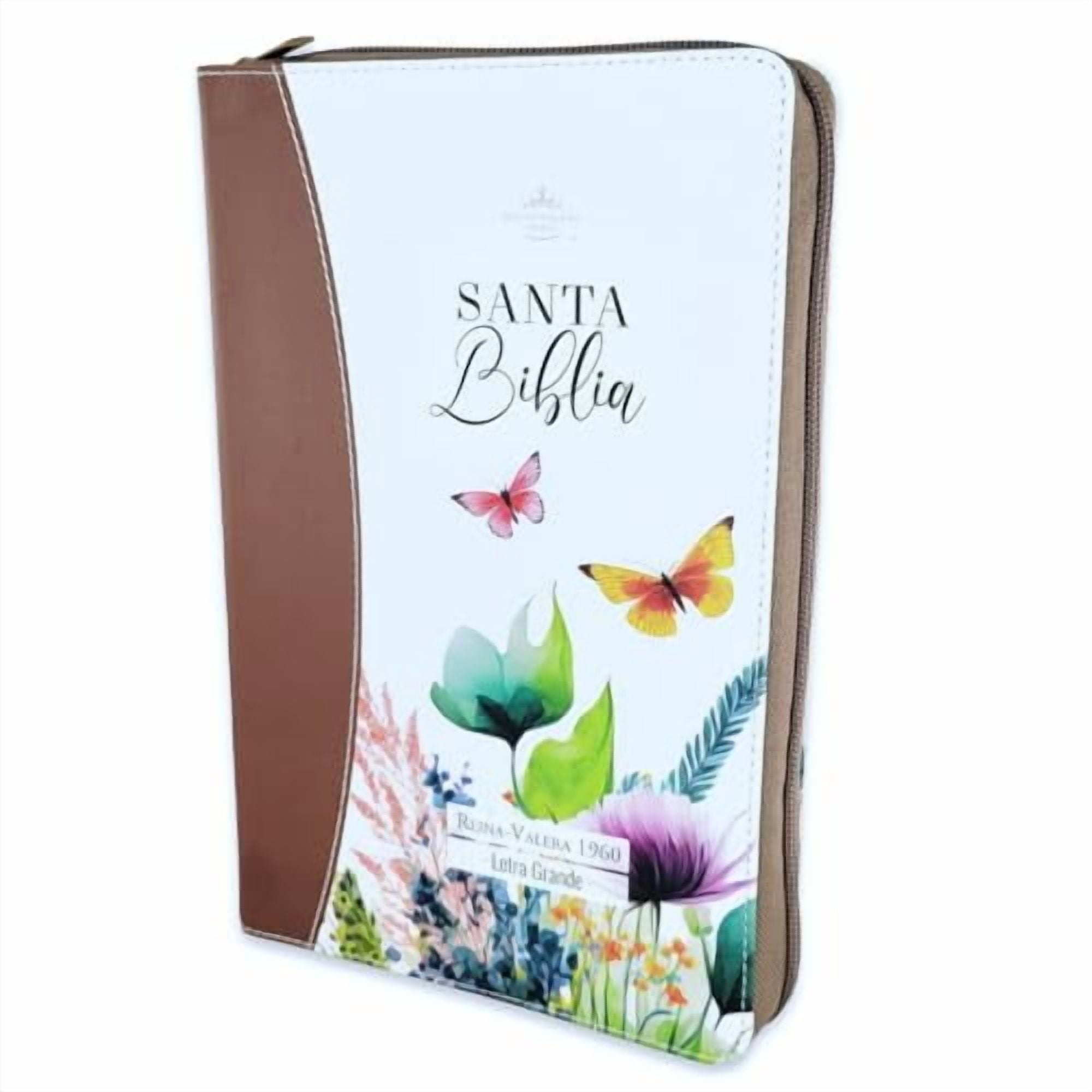 Biblia para Mujer con Cierre Letra Grande Manual 12 puntos RV1960 imit piel primavera cafe con ...