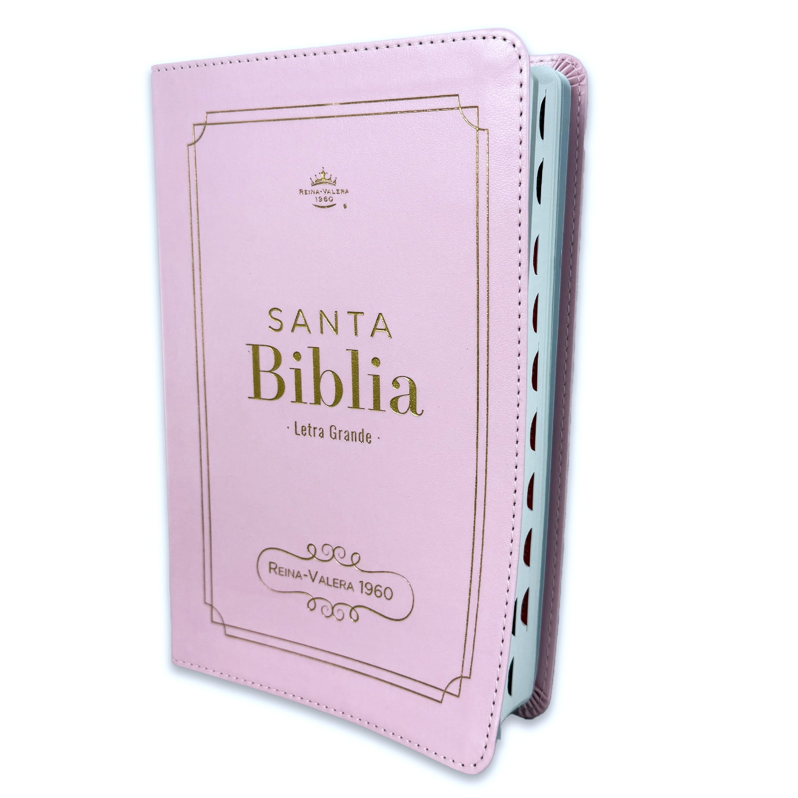 Biblia para Regalos Letra Grande 12 punto RV1960 imit piel rosa y dorado con indice - Walmart.com