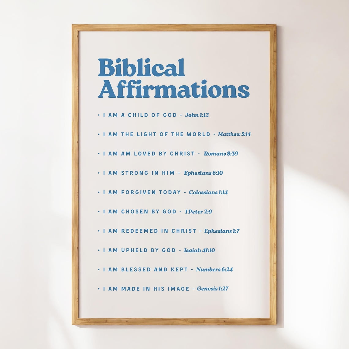 Biblical Affirmations Poster, Christian Wall Art, Bible Verse Christian ...