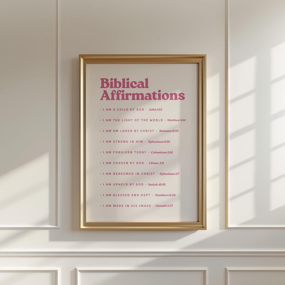 Biblical Affirmations Poster Christian Wall Art Bible Verse Christian ...