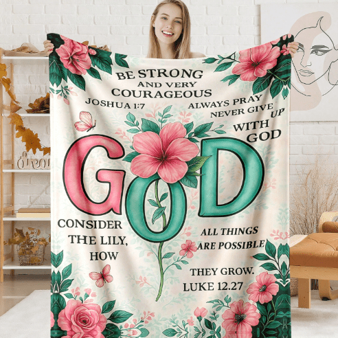 Biblical Flannel Throw Blanket 50x60 Ultra Soft Warm - Floral Butterfly ...